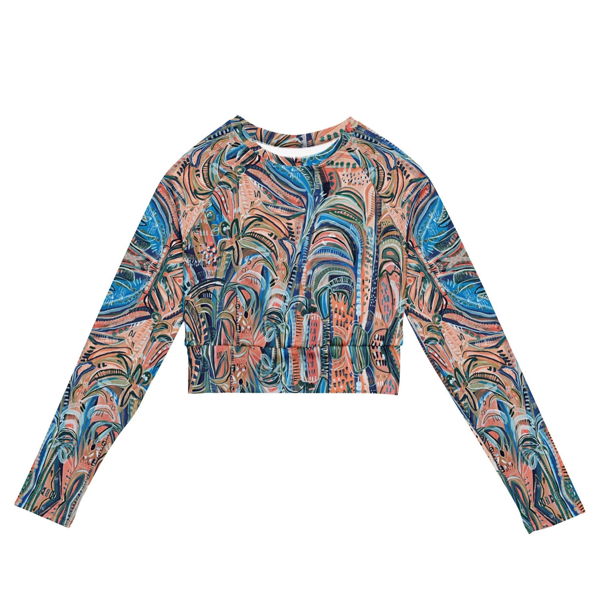 Beach Oasis long-sleeve crop top Rashguard for women – PaletTheory